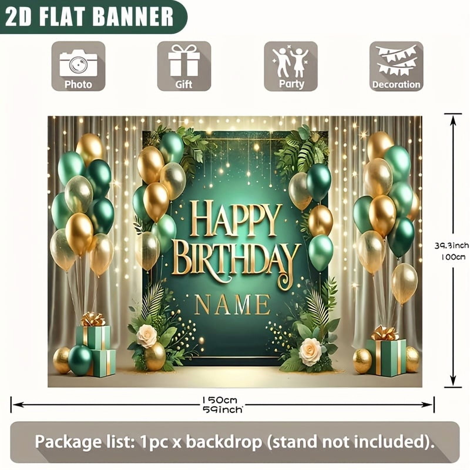 Custom Green Party Decorations Banner Sign Backdrop Photo Booth Props ...