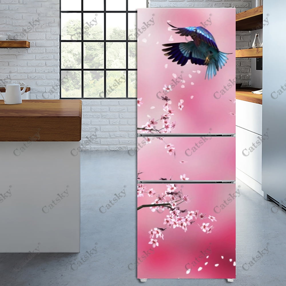 Custom Green Trree Printed Pattern Fridge Door Cover Wall Sticker Self ...