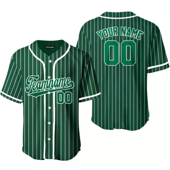 Custom Green White Pinstripe Kelly Green Baseball Jerseys For Men ...