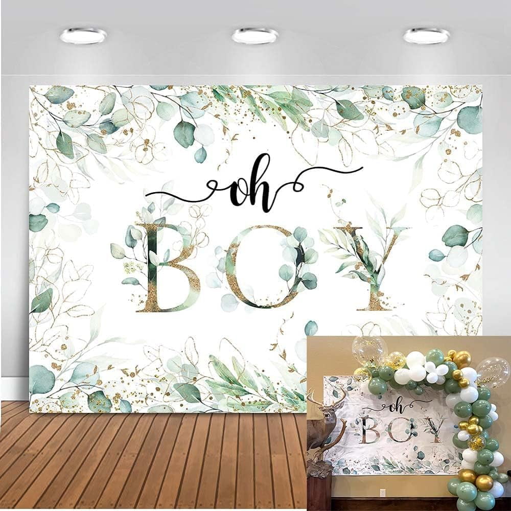 Custom Greenery Boy Baby Shower Backdrop Oh Boy Baby in Bloom ...