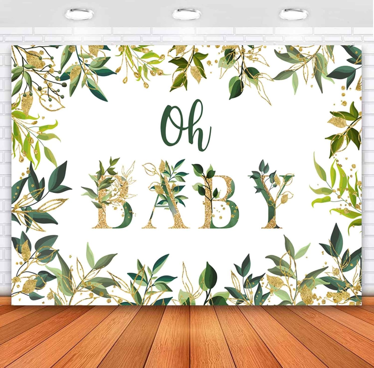 Custom Greenery Oh Baby Backdrop for Boy Baby Shower Decoration ...