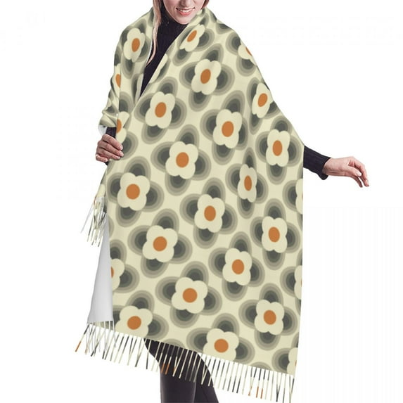 Custom Grey Orla Kiely Print Scarf Wrap Women Long Winter Warm Tassel ...