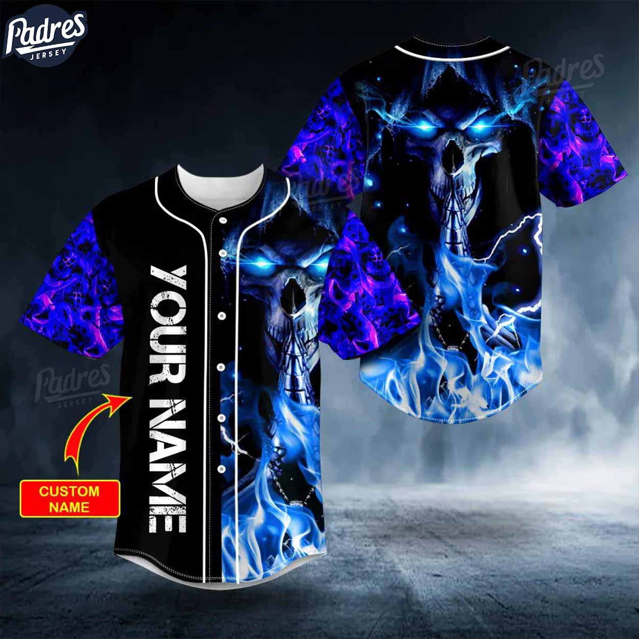 Custom Grim Reaper Prayer Blue Fire Baseball Jersey - Walmart.com