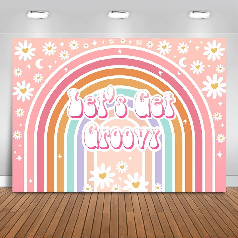 Custom Groovy Party Backdrop Hippie Birthday Party Background Daisy ...