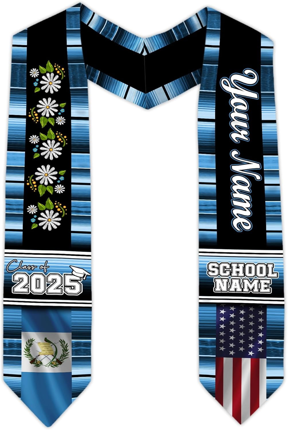 Custom Guatemalan Graduation Sash Custom Guatemalan American Flag ...