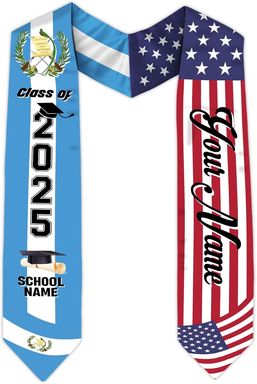 Custom Guatemalan Graduation Sash Custom Guatemalan American Flag ...