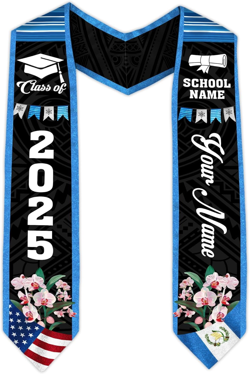 Custom Guatemalan Graduation Sash Custom Guatemalan American Flag ...