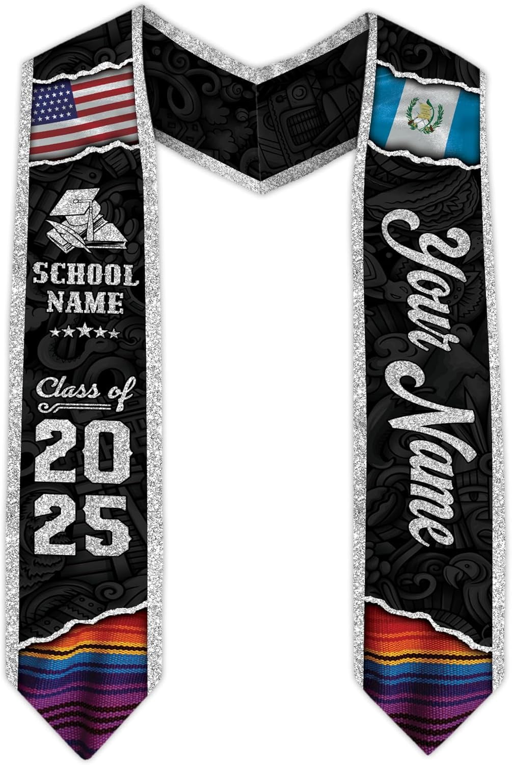 Custom Guatemalan Graduation Sash Custom Guatemalan American Flag ...