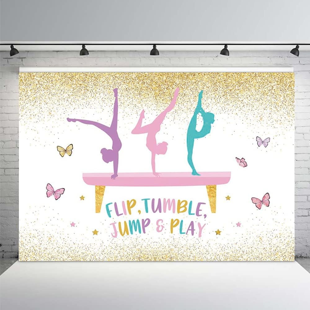Custom Gymnastics Birthday Backdrop for Girls Gymnasts Flip Tumble Jump ...