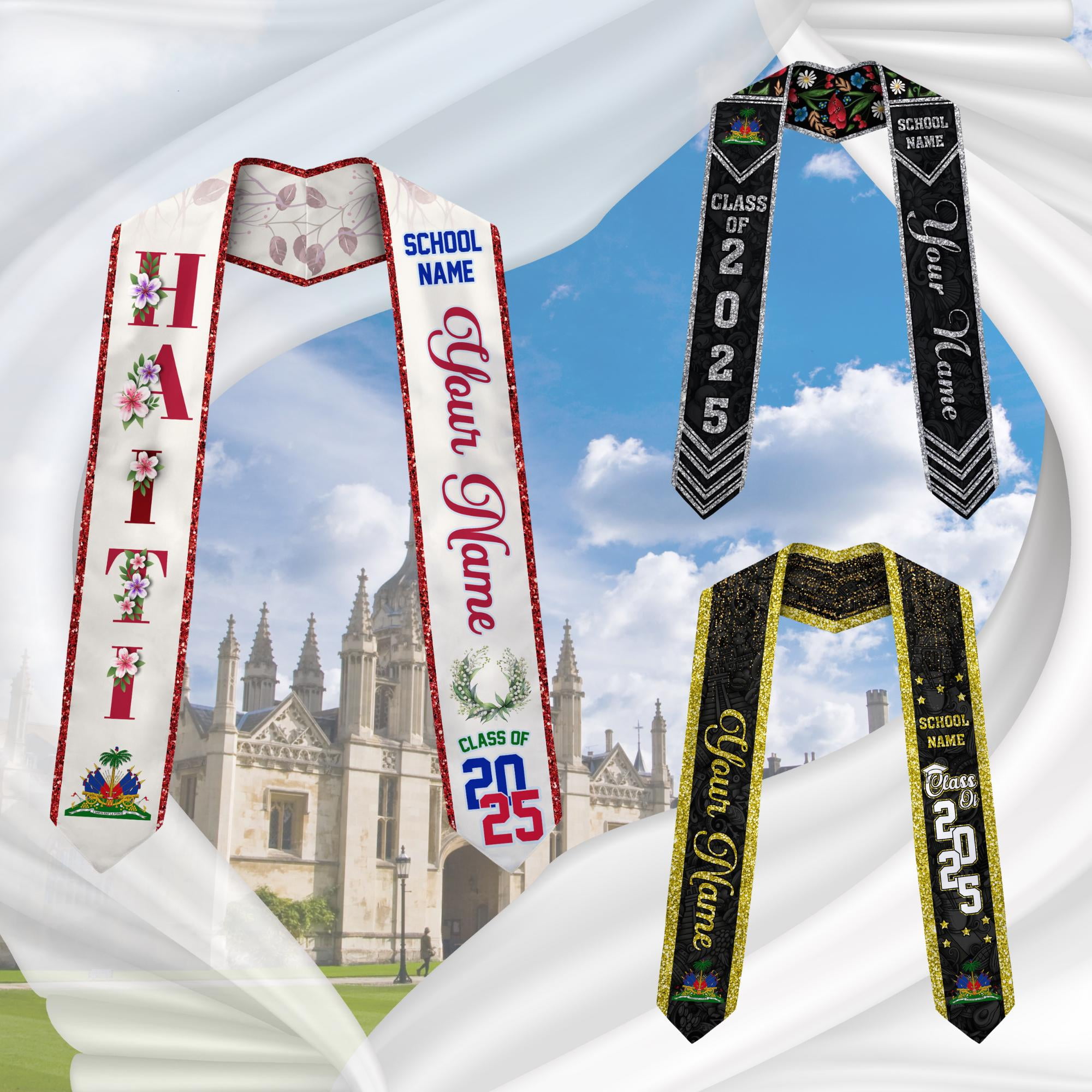 Custom Haitians American Flag Graduation Sash 2025, Personalized Haiti ...