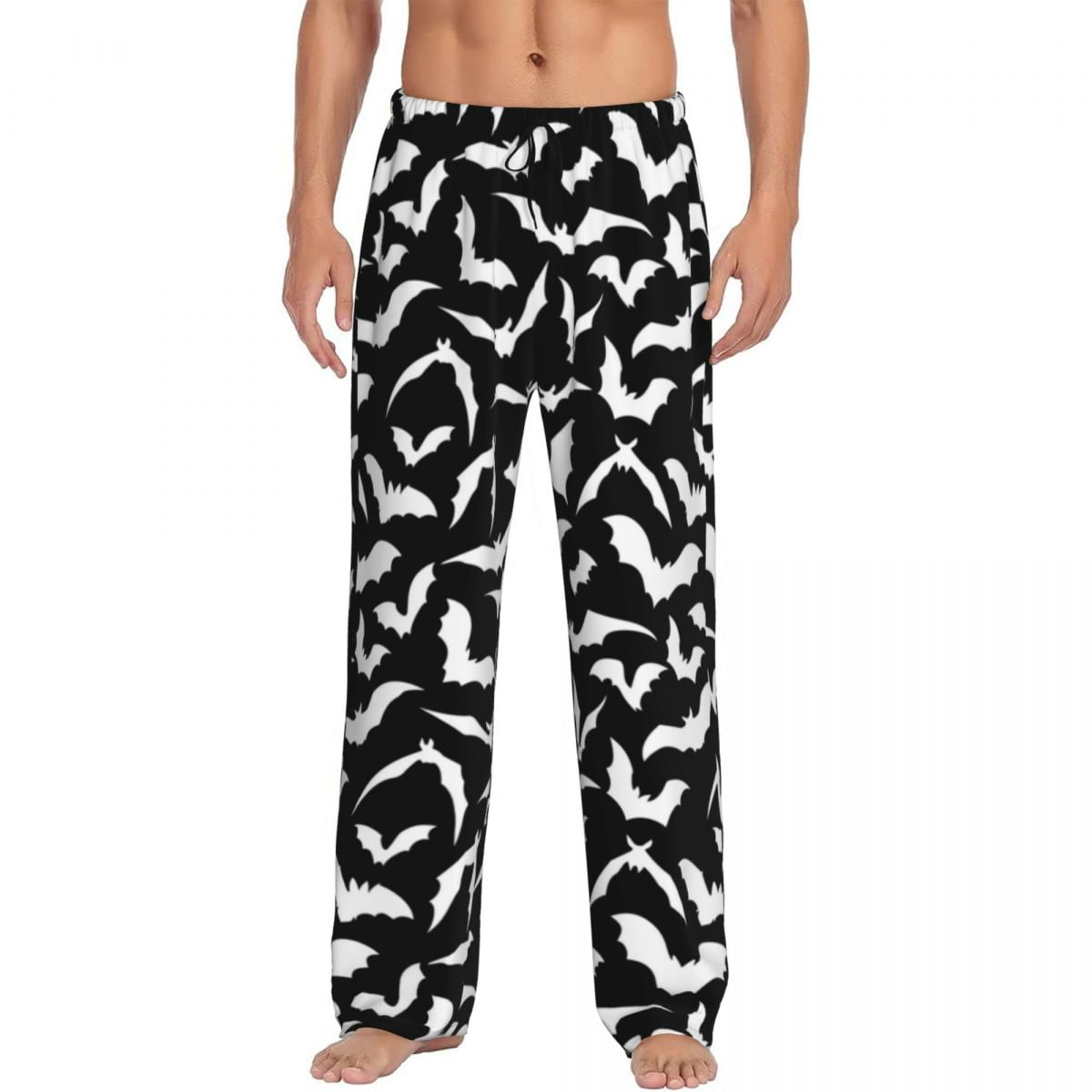 Custom Halloween Bats Pattern Pajama Pants Sleepwear Men's Elastic ...