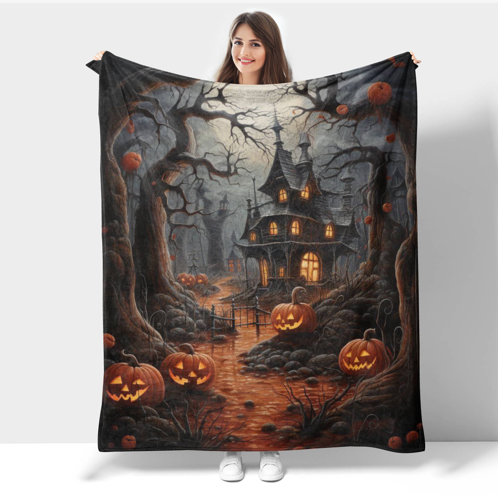 Custom Halloween Castle Halloween gift Blanket Halloween Castle ...