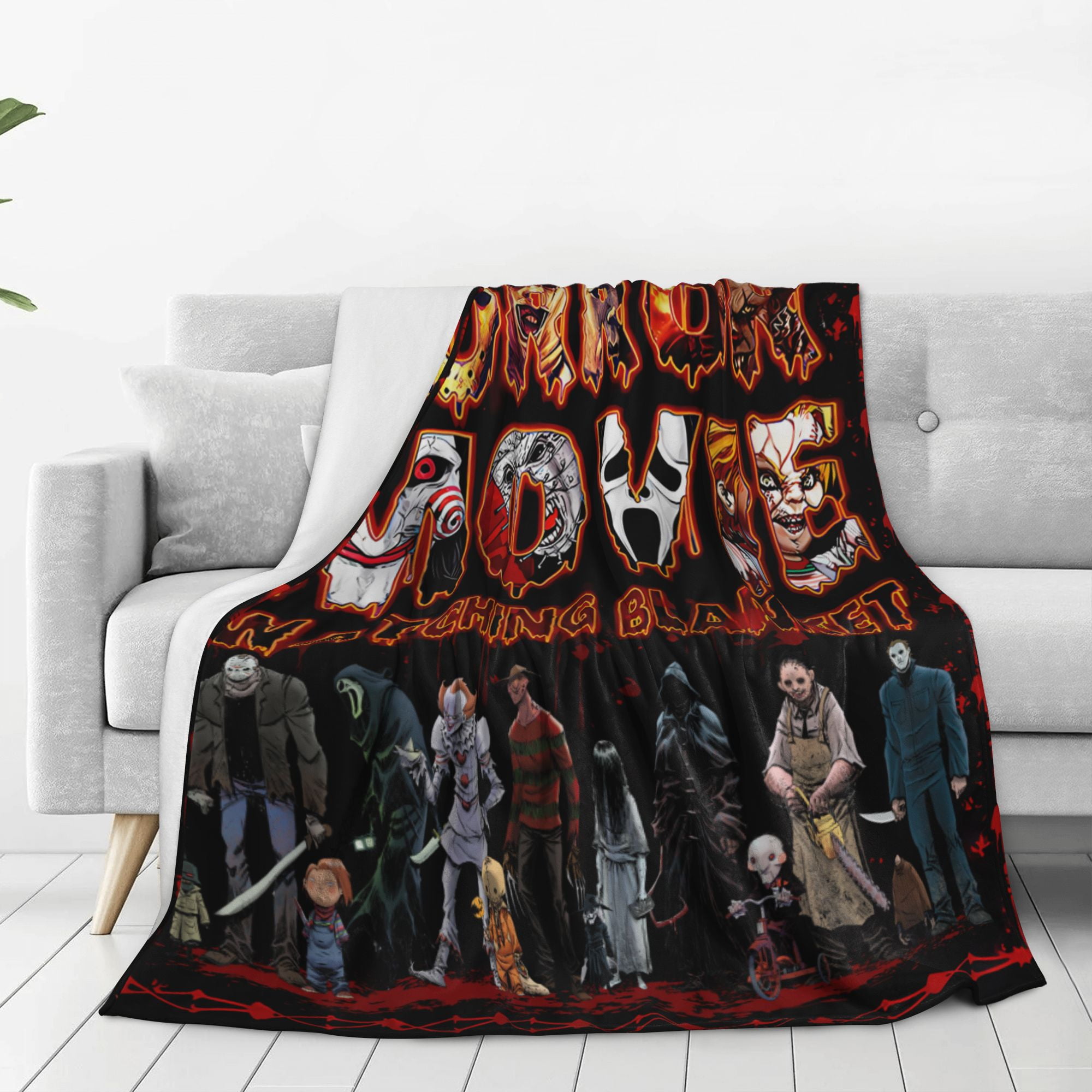 Custom Halloween Horror Movie Film Character Throw Blanket, Flannel ...