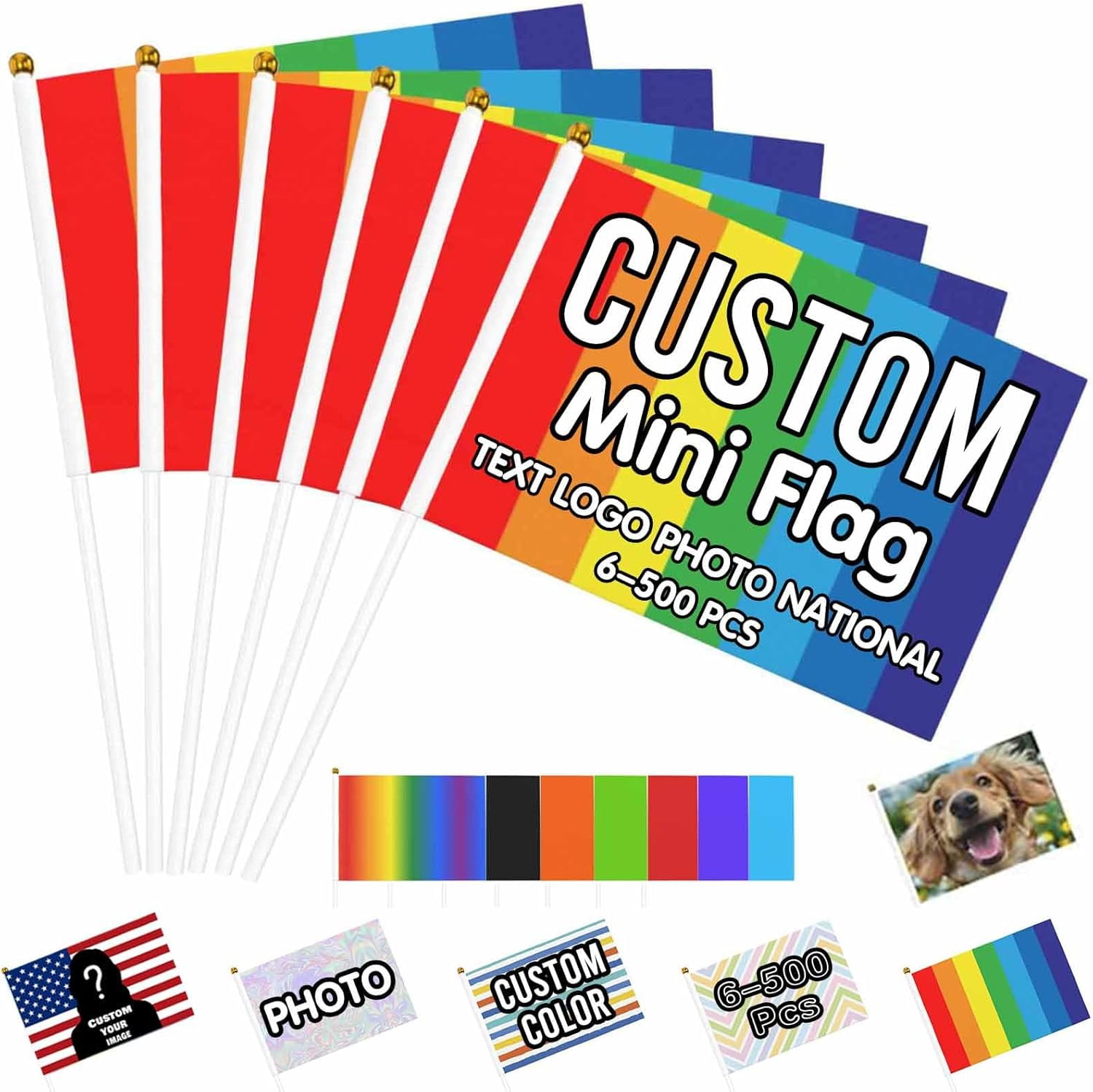 Custom Handheld Flag Mini Flag Personalized Small Flags 6-500 Pcs with ...