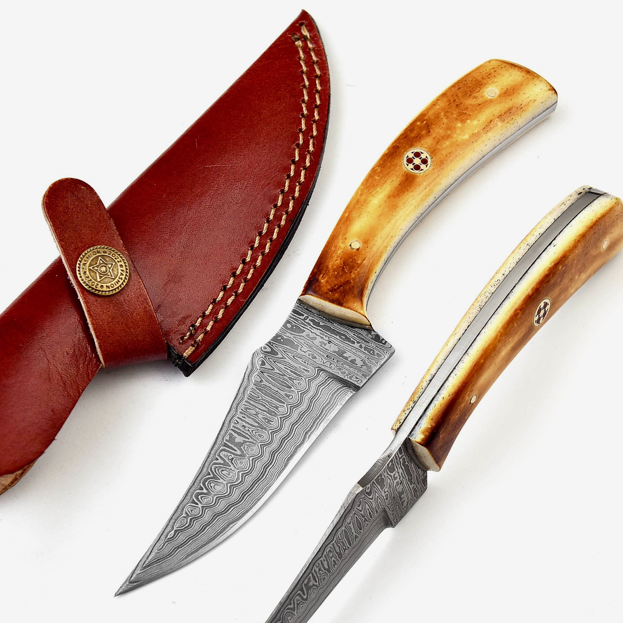 Custom Handmade Damascus Steel 8" Knife - Buffalo Bone Handle (TR-1168 ...