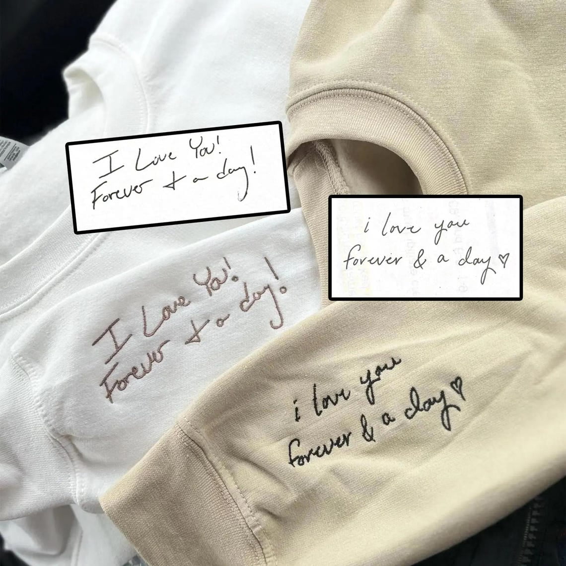 Custom Handwriting Embroidered Sweatshirt, Handwriting Hoodie ...