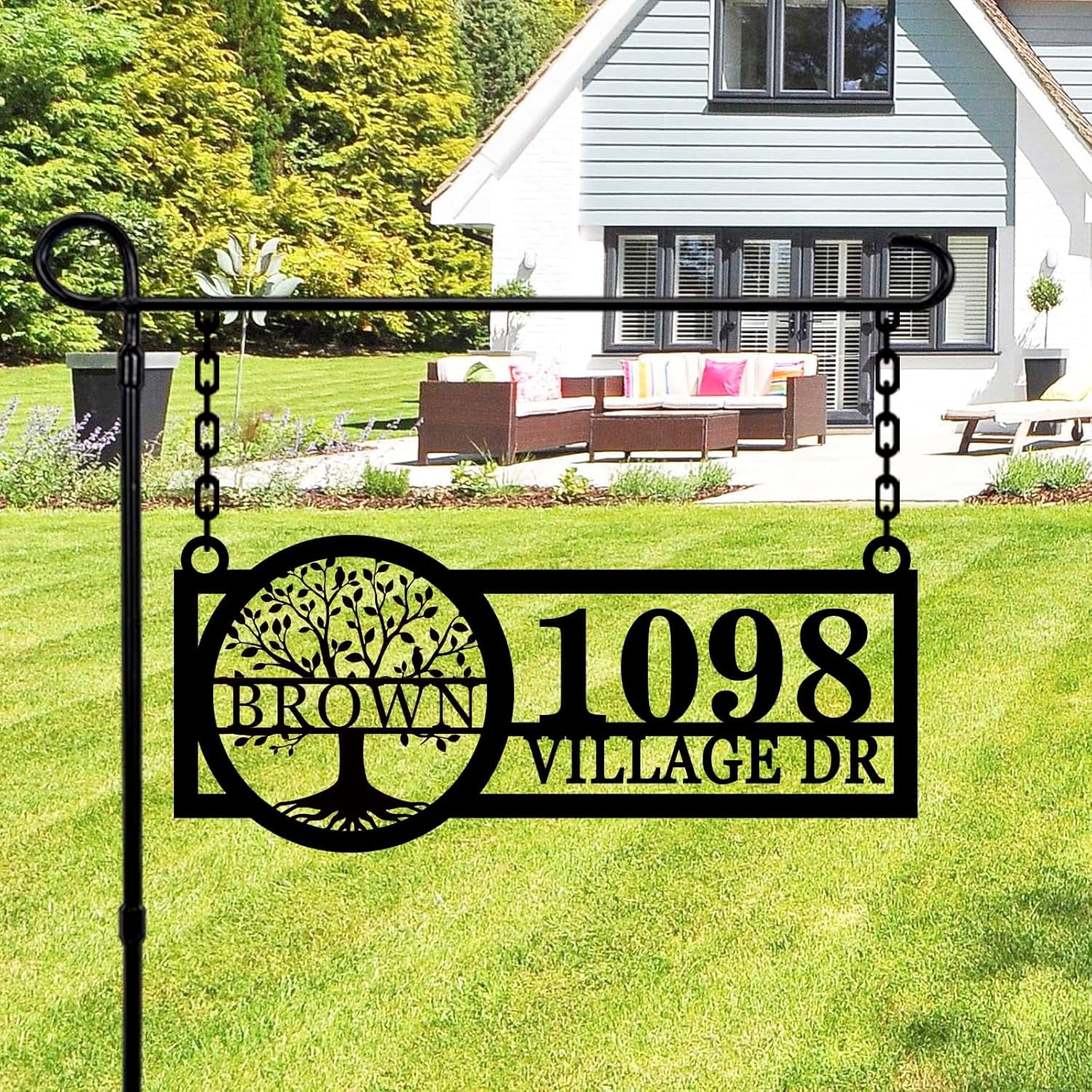 Custom Hanging Metal Address Sign, Custom Hanging Mailbox Numbers ...