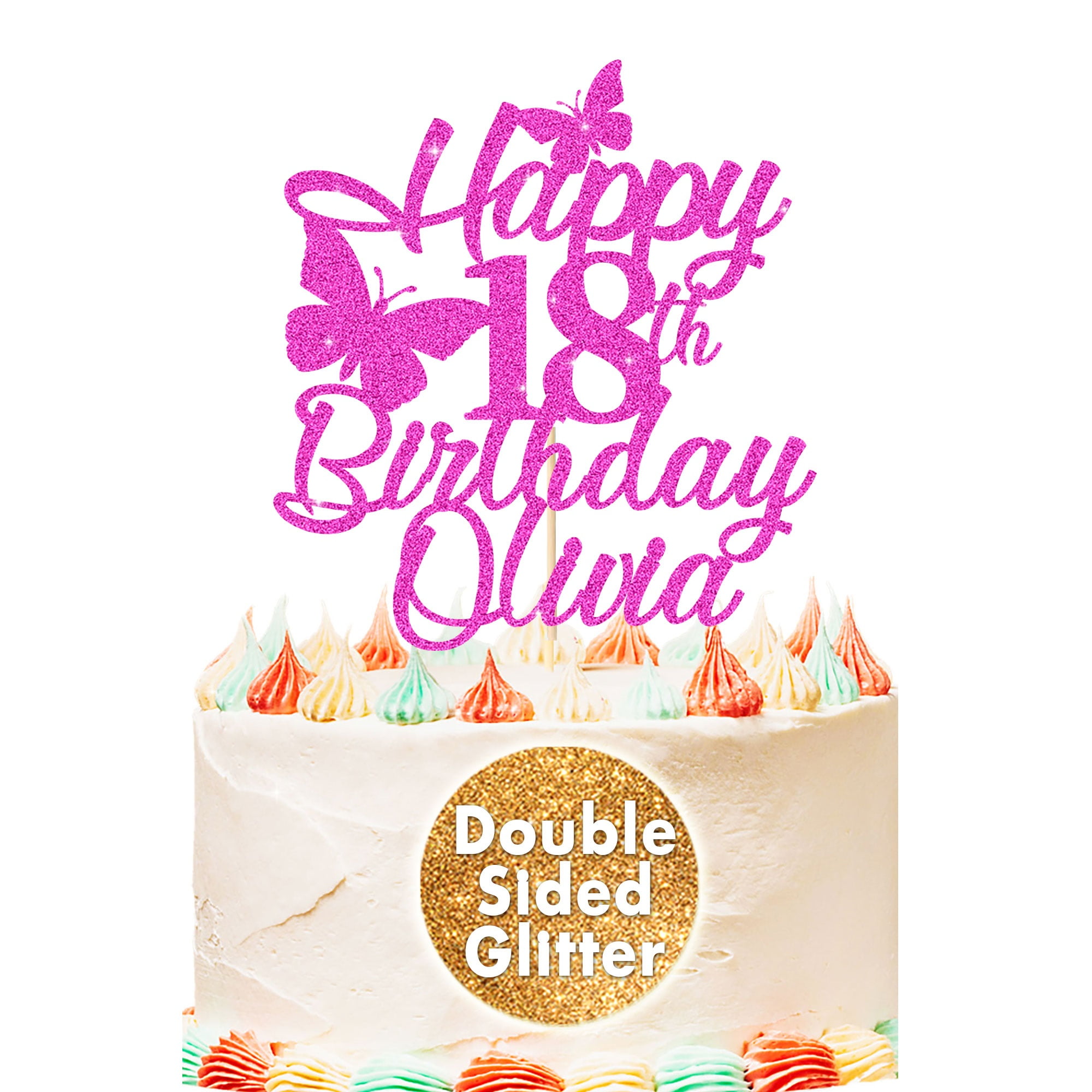 Custom Happy 18th Birthday Cake Topper, Personalized Name & Age ...
