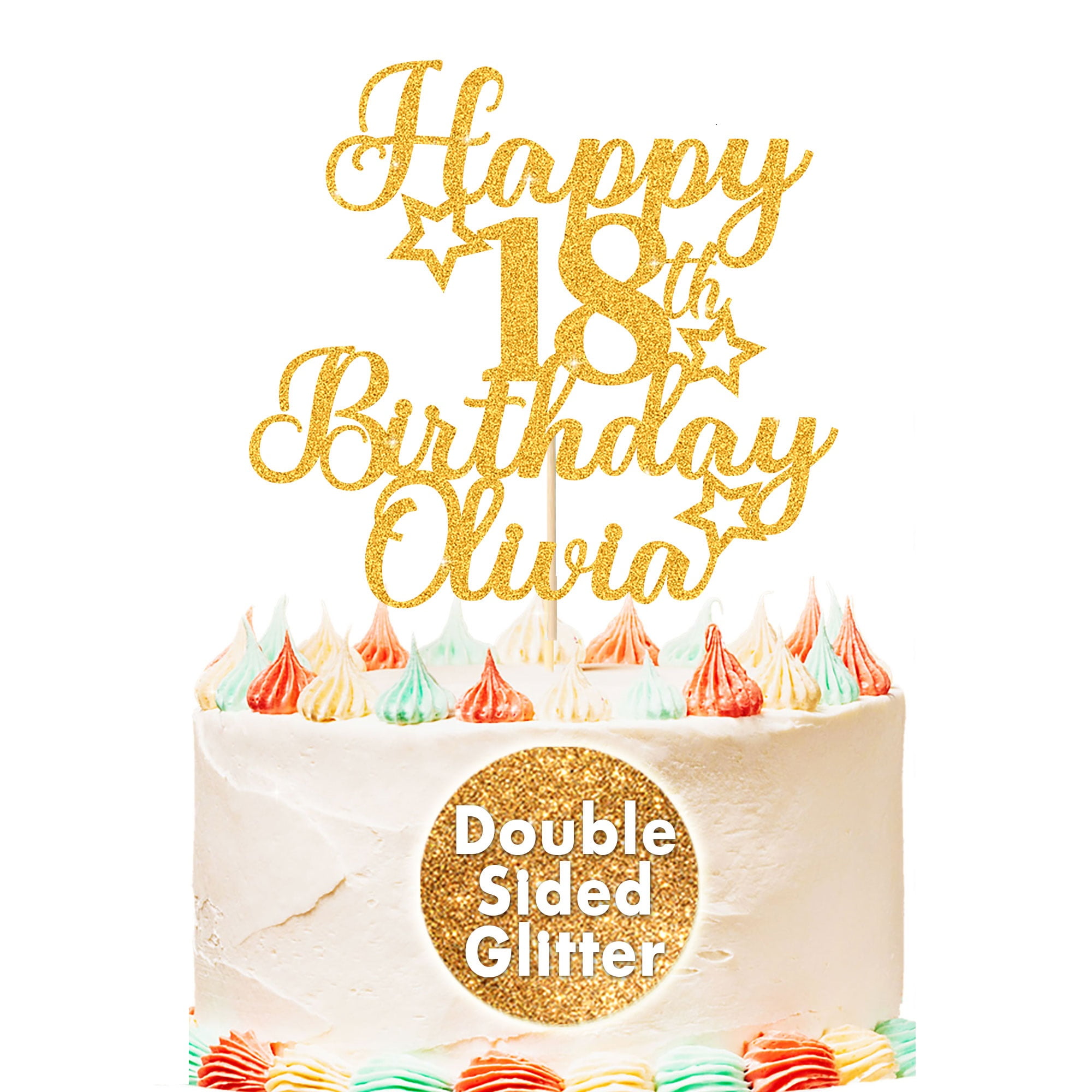 Custom Happy 18th Cake Topper, Personalized Any Name Any Age Birthday ...