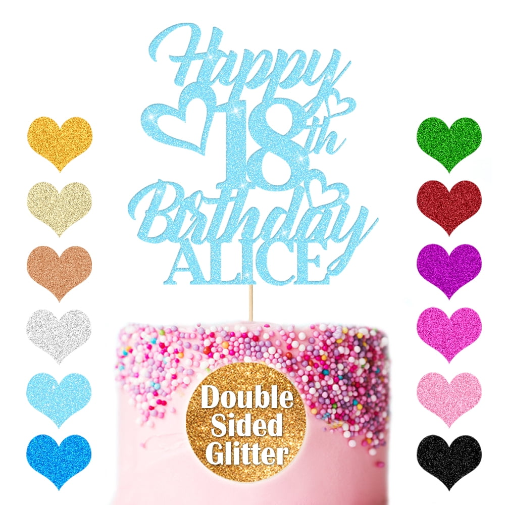 Custom Happy Birthday Cake Topper, Double Sided Glitter Party Cake ...
