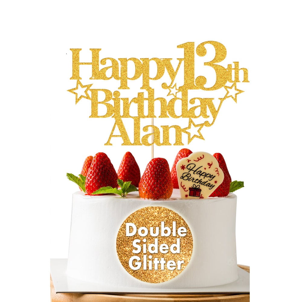 Personalized Happy Birthday Cake Topper, Gold Glitter Party Cake ...