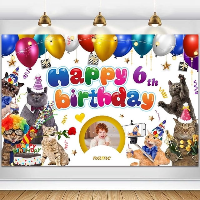 Custom Happy Birthday Decorations Backdrop, Personalized Glitter Sign ...