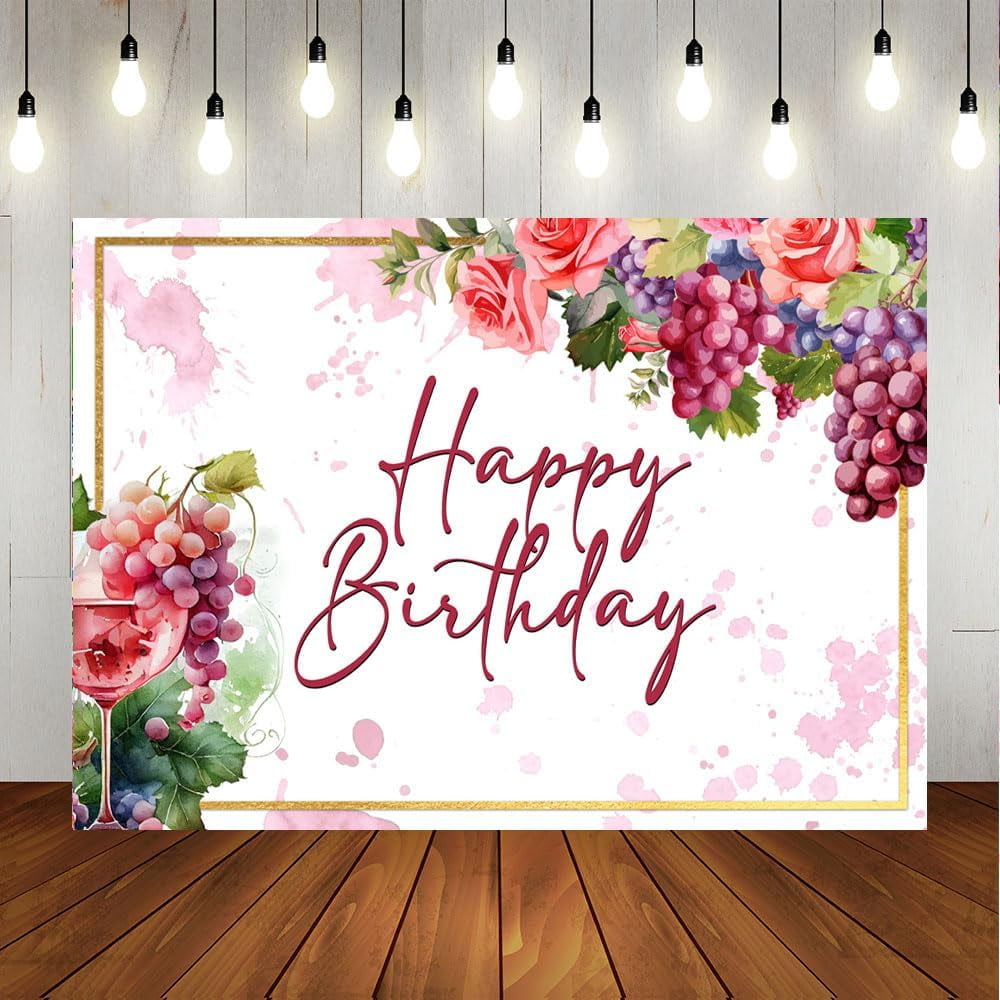 Custom Happy Birthday Photography Background Let's sip Grape Backdrop ...