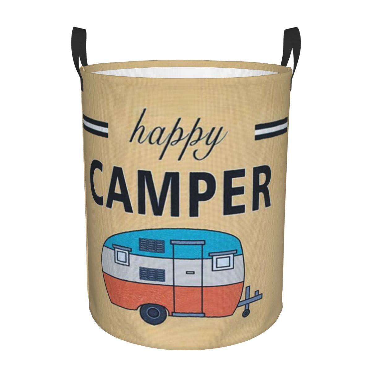 Custom Happy Campers Laundry Basket Collapsible Cartoon RV Adventure ...