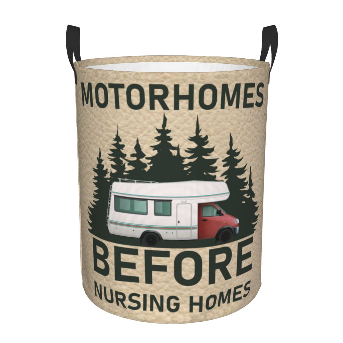 Custom Happy Campers Laundry Basket Collapsible Cartoon RV Adventure ...