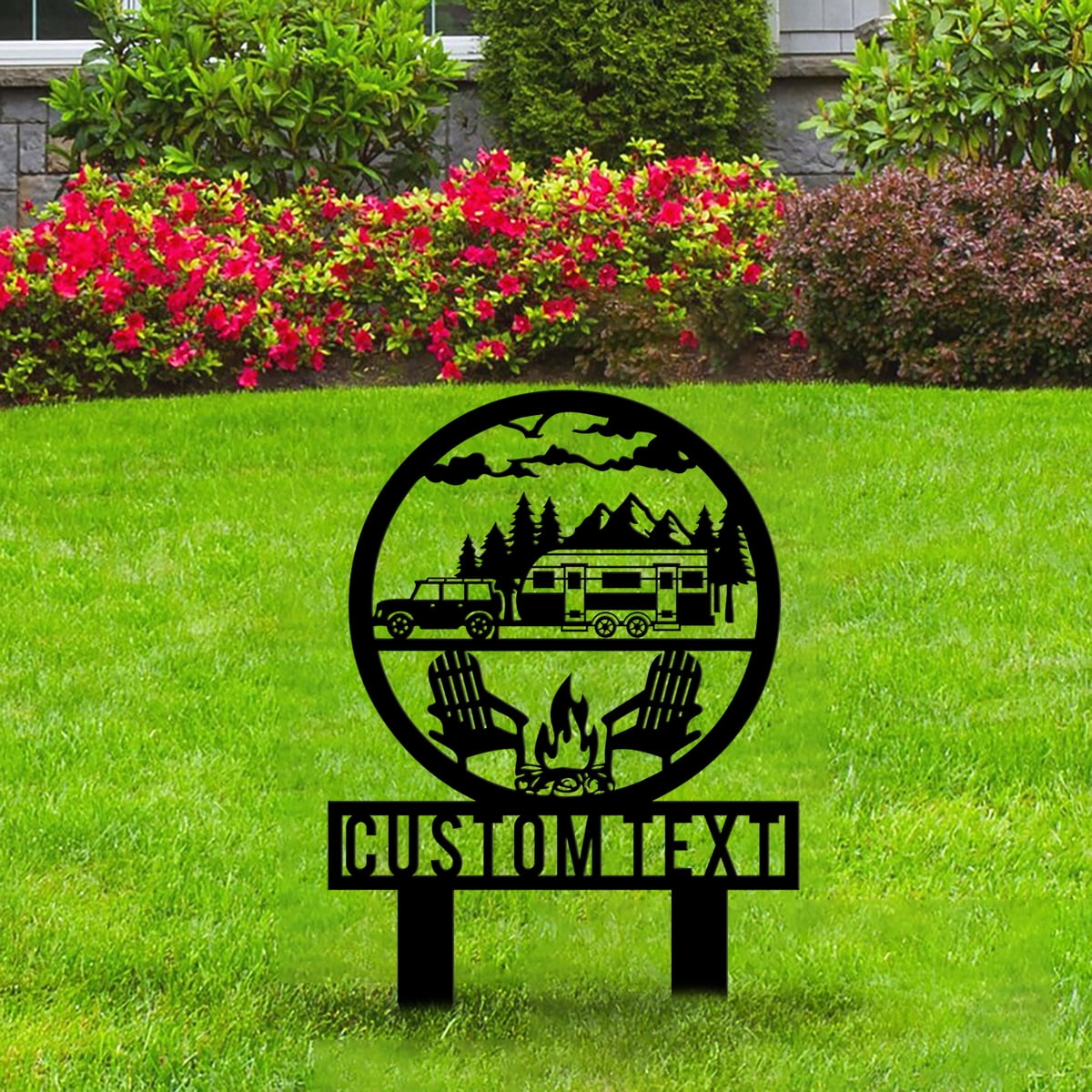Custom Happy Campers Metal Yard Sign, Camping Car Trailer Stake ...