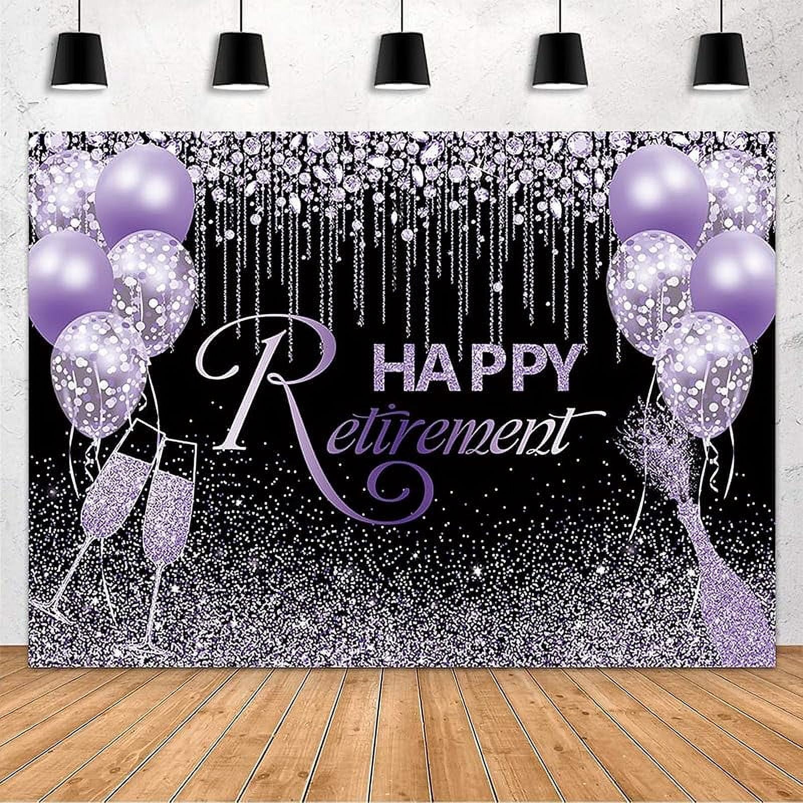 Custom Happy Retirement Backdrop Black and Pink Glitter Diamond Balloon ...
