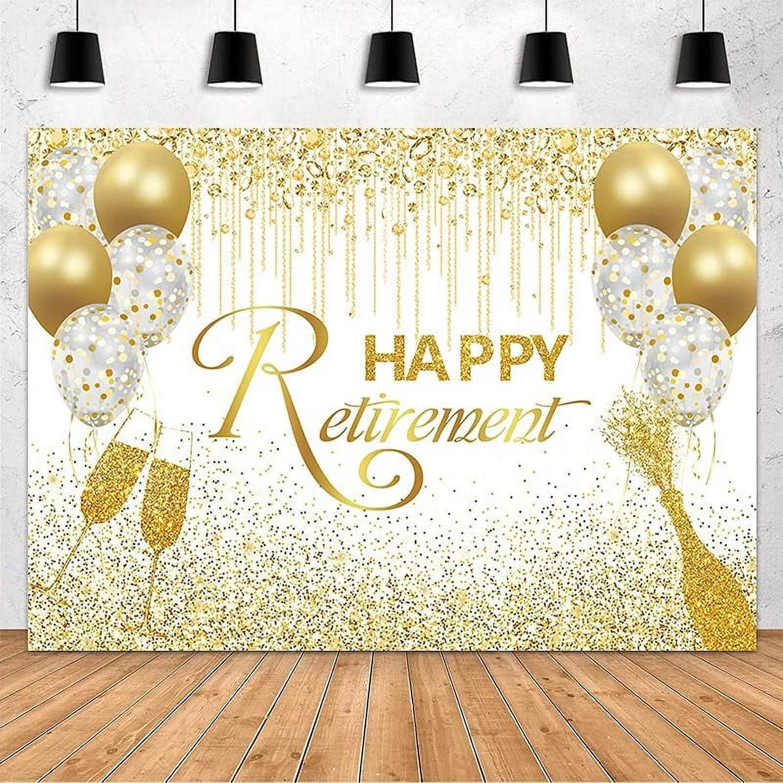 Custom Happy Retirement Backdrop Black and Silver Glitter Diamond ...
