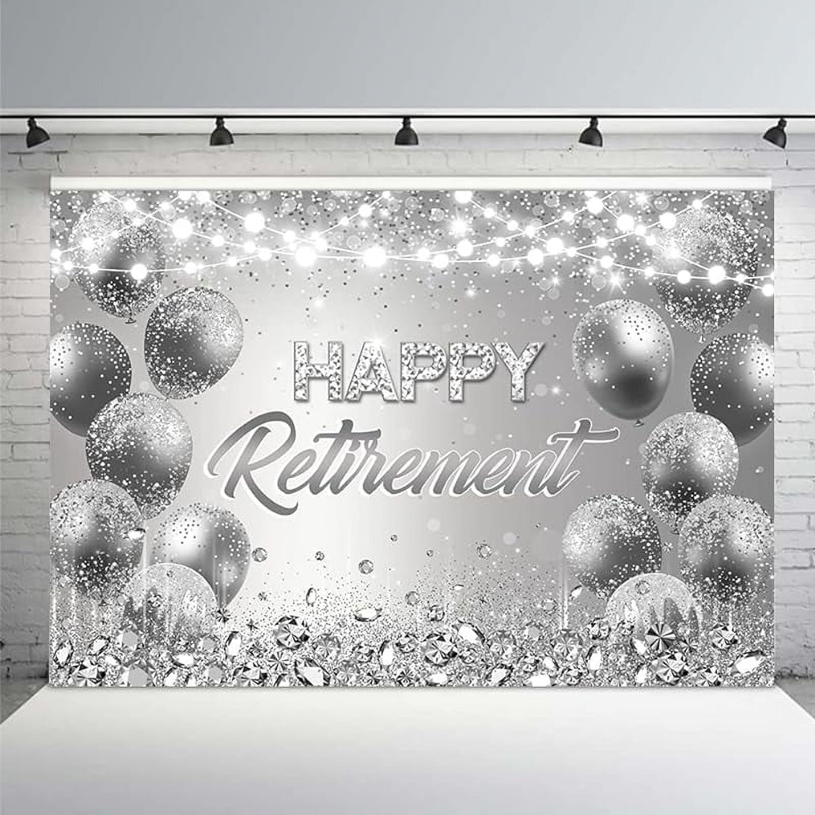Custom Happy Retirement Party Backdrop Rose Gold and Sliver Congrats ...