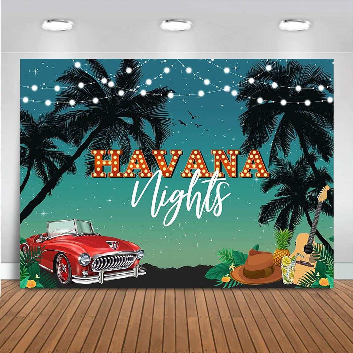 Custom Havana Nights Backdrop Palm Summer Sunset Hawaiian Seaside Palm ...