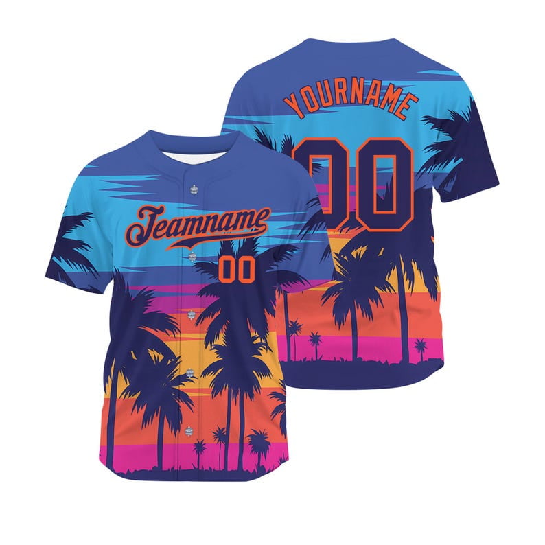 Custom Hawaiian Baseball Jersey with Teamname Name Number, Personalized ...