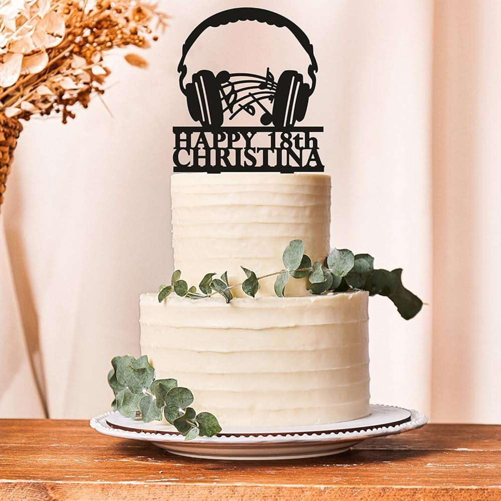 Custom Headphones Cake Topper, Musi, Music Cake Topper, Birthday Cake ...