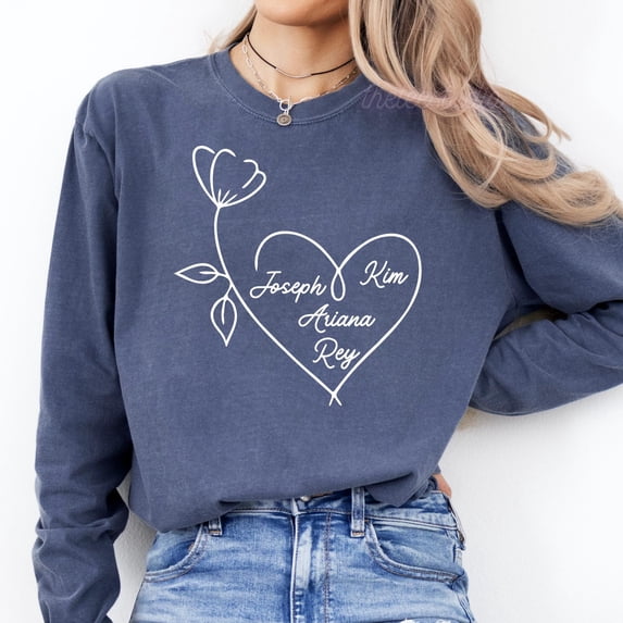 Custom Heart Flower Shirt Personalized Family Names - Walmart.com