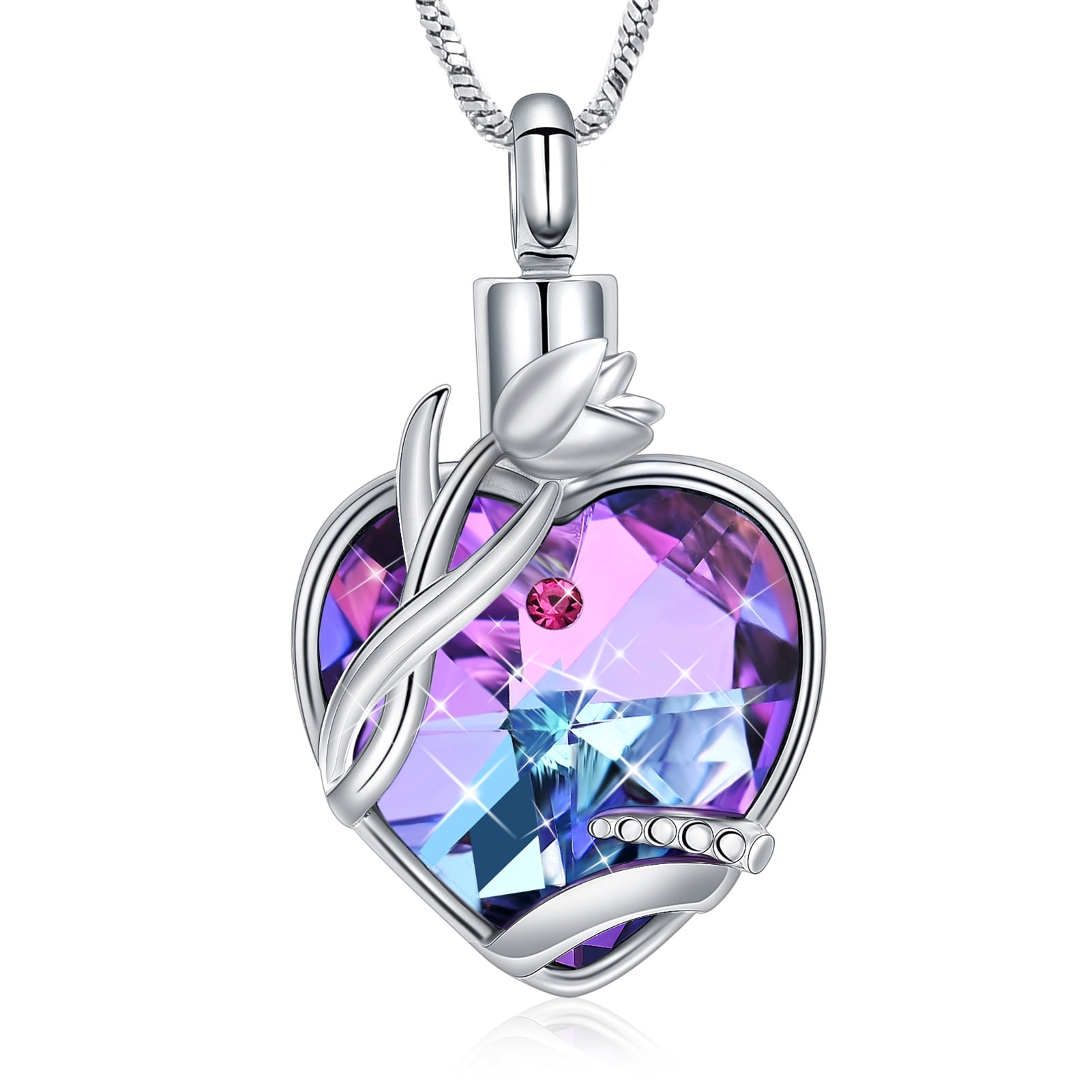 Custom Heart-Shaped Urn Necklaces for Ashes Tulip Memorial Urn Necklace ...