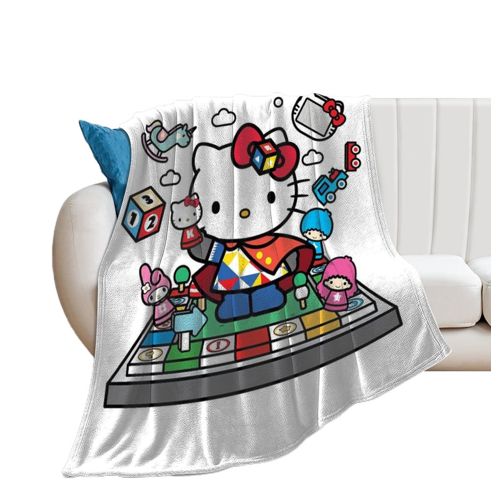 Custom Hello-Kitty Kawaii Blanket for Kids & Adults, Ultra-Soft Flannel ...