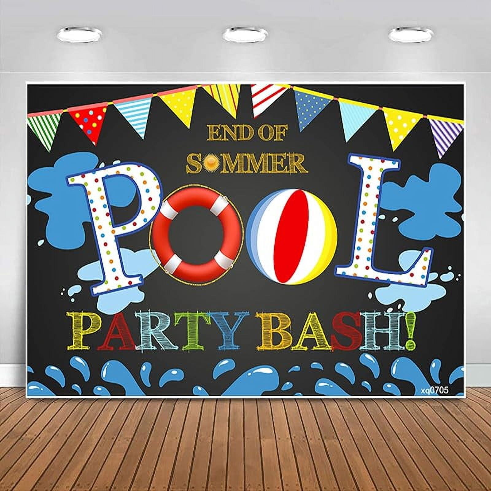 Custom Hello Summer Pool Party Backdrop Tropical Swimming Ring Balls ...