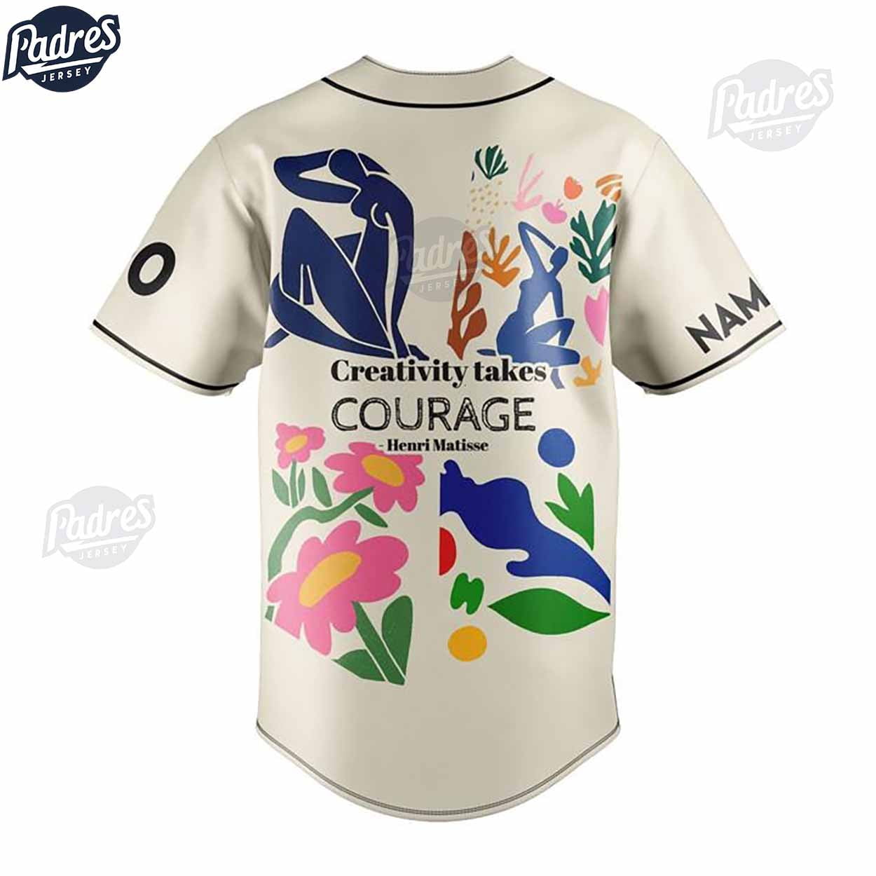Custom Henri Matisse Baseball Jersey Creativity Takes Courage - Walmart.com