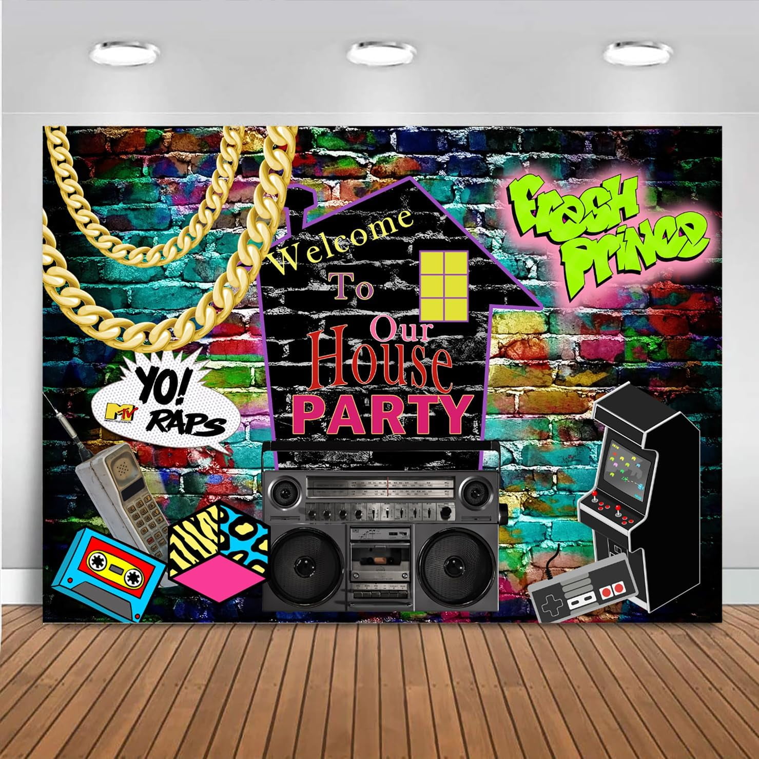 Custom Hip Hop Graffiti Theme Photography Backdrops 80's 90's Colorful ...