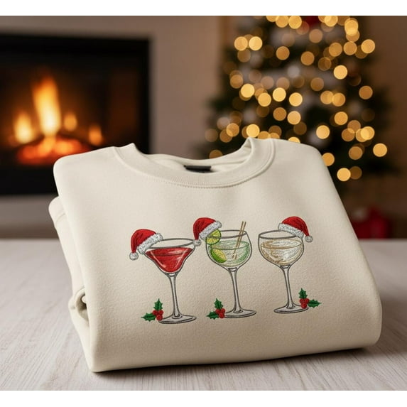 Custom Holiday Cocktail Embroidered Sweatshirt, Christmas Party ...