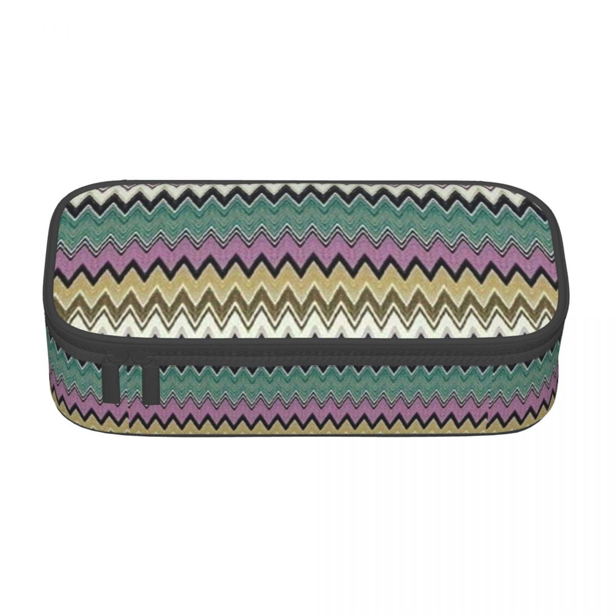Custom Home Zig Zag Bohemian Kawaii Pencil Case Large Capacity Zigzag Boho Pastel Pencil Bag ...