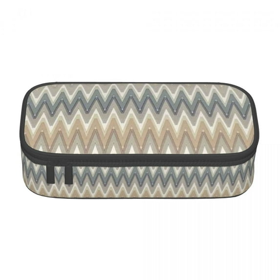 Custom Home Zig Zag Patterns Grey White Pencil Cases for Large Capacity Boho Chic Zigzag Pen Box ...