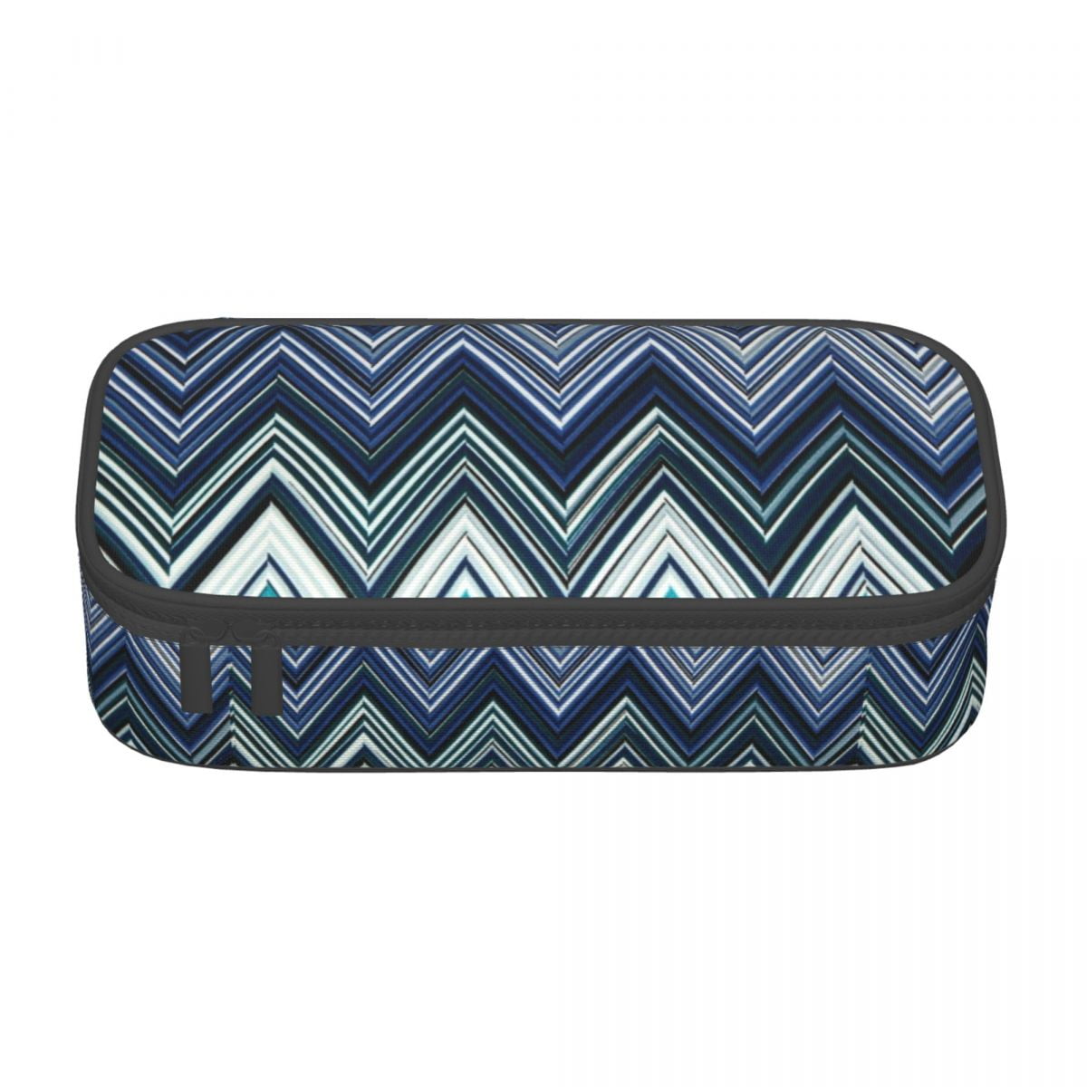 Custom Home Zig Zag Patterns Grey White Pencil Cases for Large Capacity Boho Chic Zigzag Pen Box ...