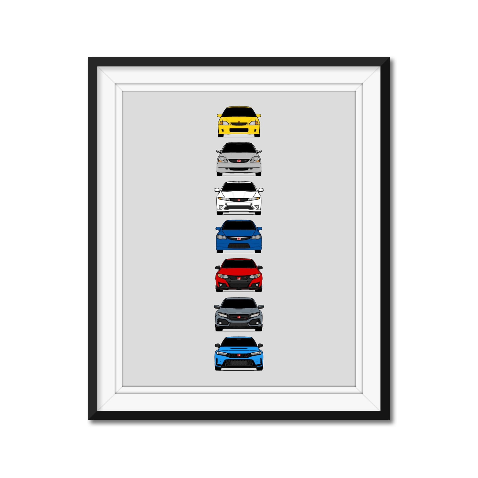 Custom Honda Civic Generations Print, 16x20 Inch Satin Unframed Poster ...