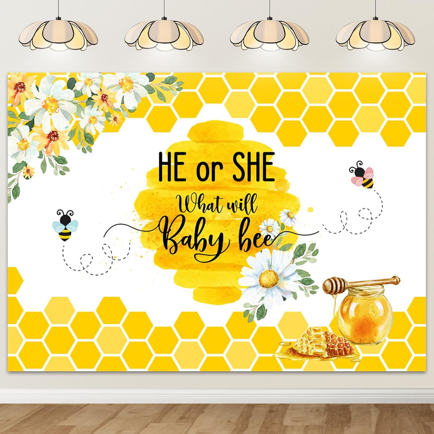 Custom Honey Bee Gender Reveal Backdrop What Will Baby Bee Gender ...