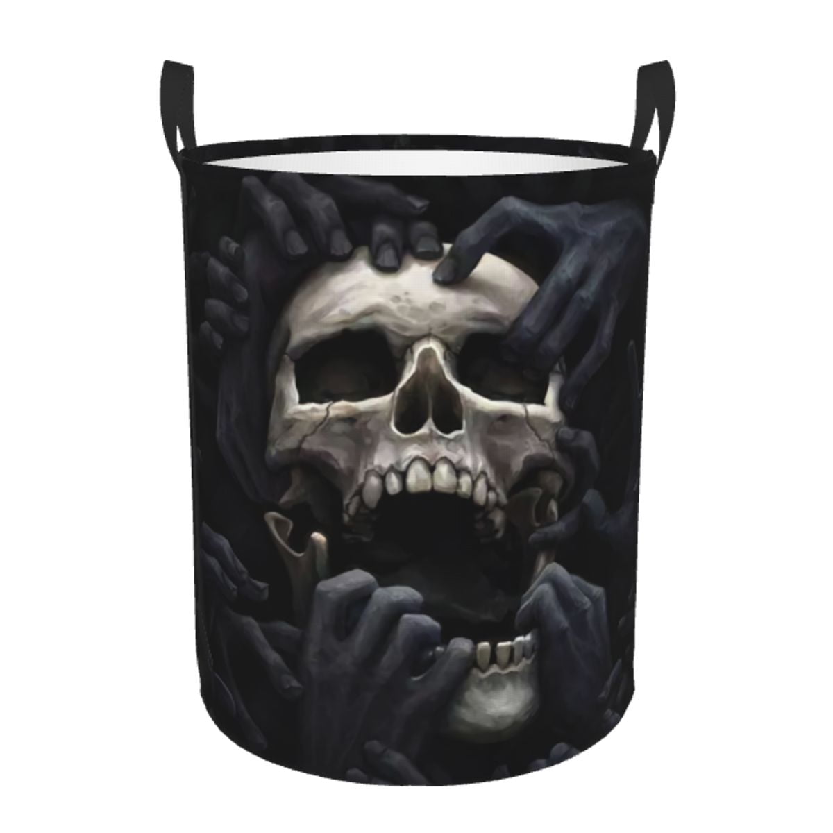 Custom Horror Skull Print Laundry Basket Foldable Skeleton Death Toy ...