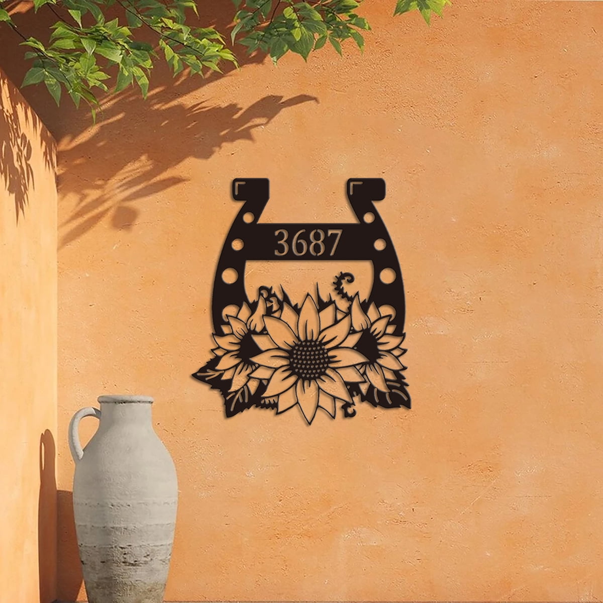 Custom Horseshoe Metal Address Sign, Metal House Numbers, Large Metal ...